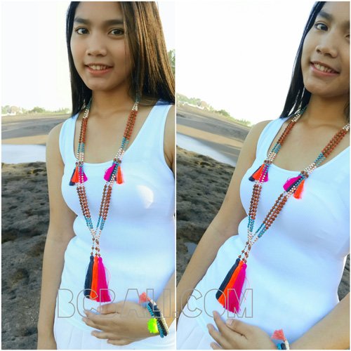 3color fashion genetri mala wood necklaces tassel - 3color fashion ...