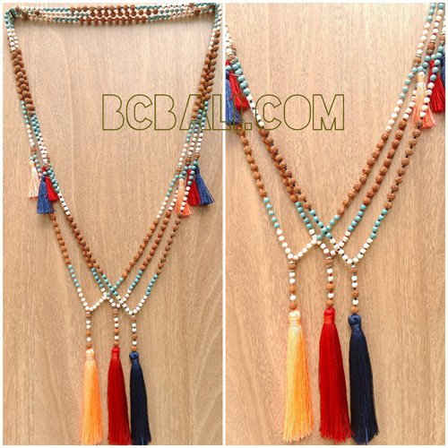 3color fashion genetri mala wood necklaces tassel - 3color fashion ...