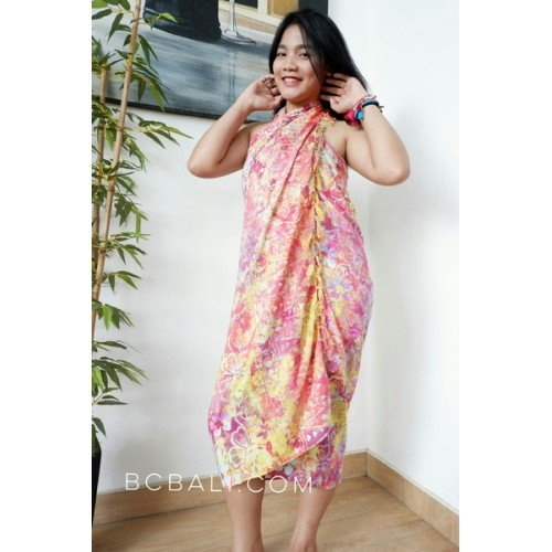 bali handmade rayon batik sarongs pareo hand stamp abstract design ...