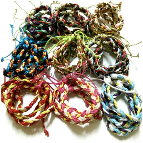 4 mix leather string hemp bracelets braid friendship - multi color ...
