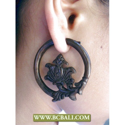 Pierced Wooden Earring Natural Carved - woman accessories wooden ...