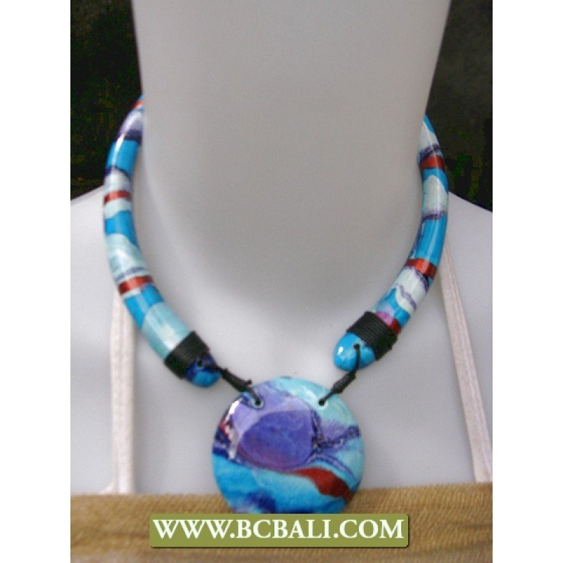 Chockers Necklace Wooden Hand Painted Fashion - fashion wooden necklace ...