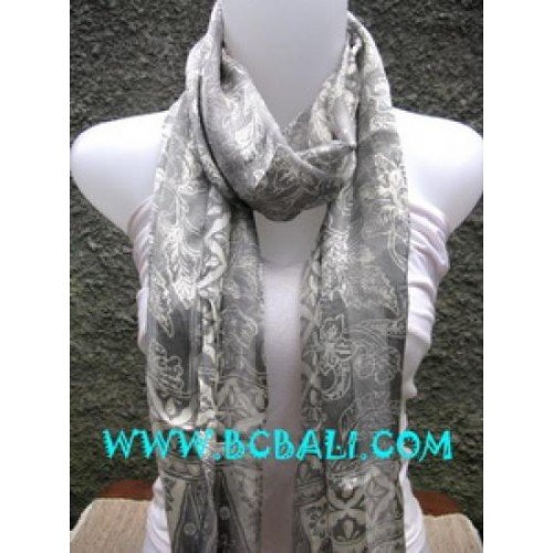 Silk Batik Scarf - gray color Silk Scarf for fashion, handmade scarf ...