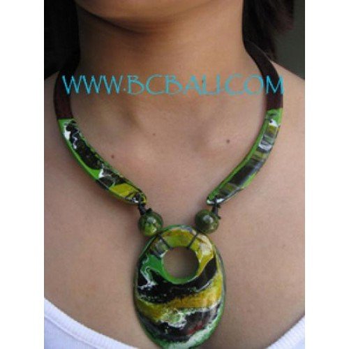 Wooden Abstract Painting Necklaces - Wooden Abstract Painting Necklaces