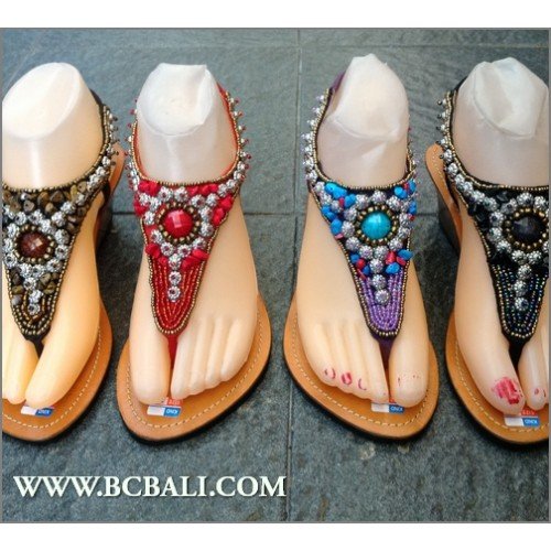 Wedges Leather Strappy Sandals - wedges leather strappy sandals beads ...