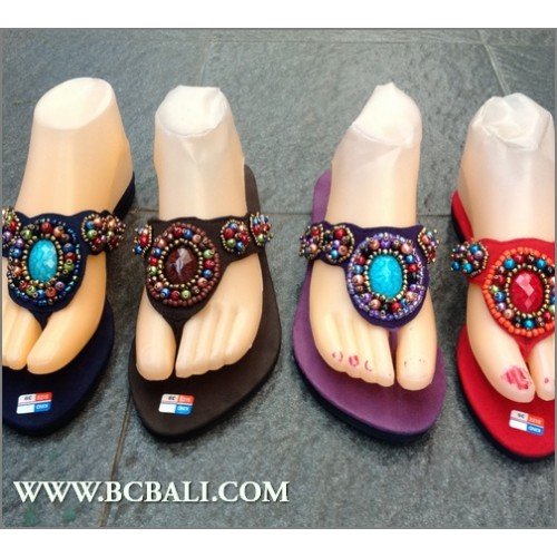 Sandals Bead Stones Slippers Bohemian - Bohemian sandals bead stones ...